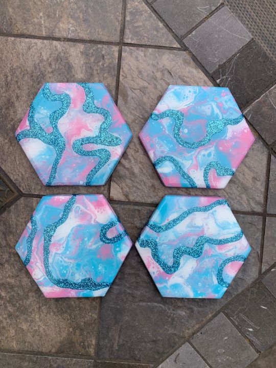 Hexagon - Cotton Candy - Paints & Pours - Crafts & Other Art, Other Crafts & Art - ArtPal