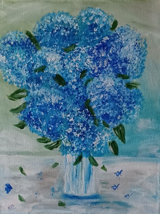 Hydrangea in vase - ELLY'S PAINTINGS - Paintings & Prints, Flowers ...