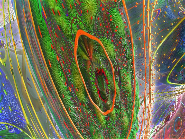 BEADS N TWINE GREEN - SK8N - Digital Art & AI, Abstract, Fractal - ArtPal