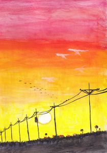Sunset Power Lines - R. Schwanke Originals - Paintings & Prints ...