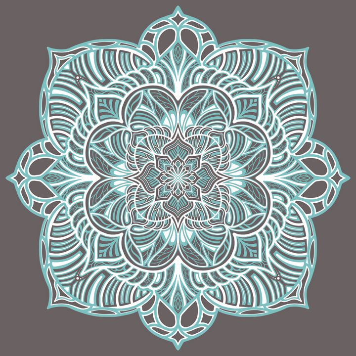 Grey and Teal Mandala - Ariah Christine - Digital Art & AI, Abstract ...