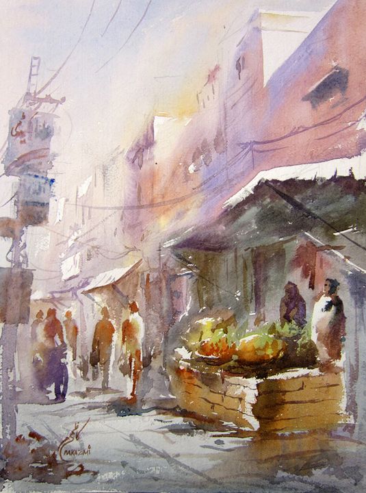 Sabzi Mandi - M Kazmi - Paintings & Prints, Landscapes & Nature ...