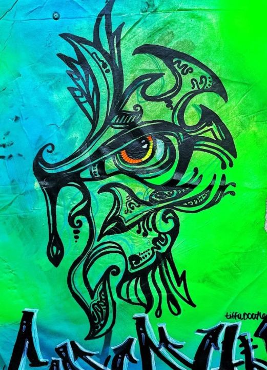 Green Beast Eye - Doodle Dandy - Drawings & Illustration, Fantasy ...