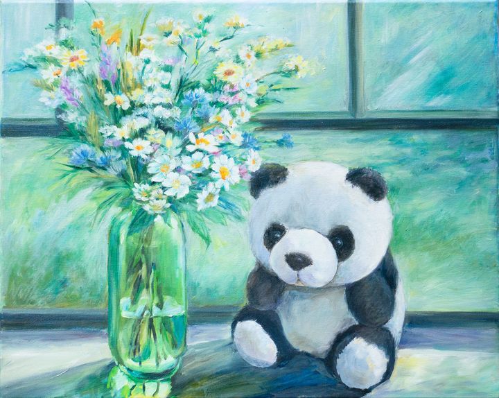 Baby Panda and Wildflowers. - Athena Joy Art - Paintings & Prints ...