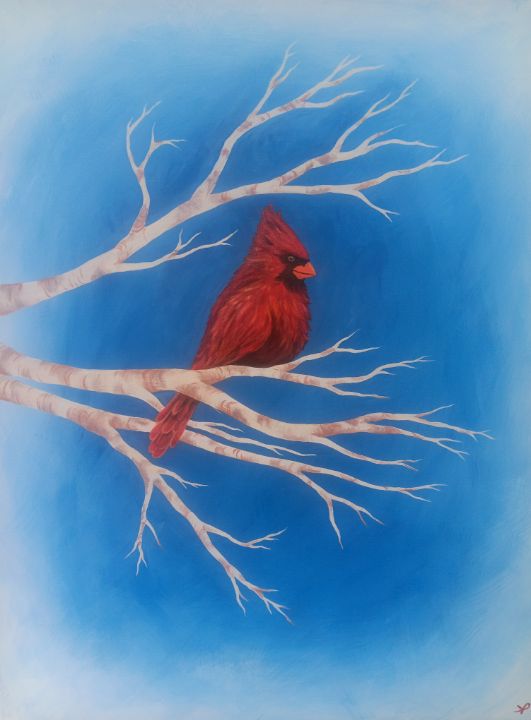 Winter Cardinal - Kat Phillips - Paintings & Prints, Animals, Birds ...