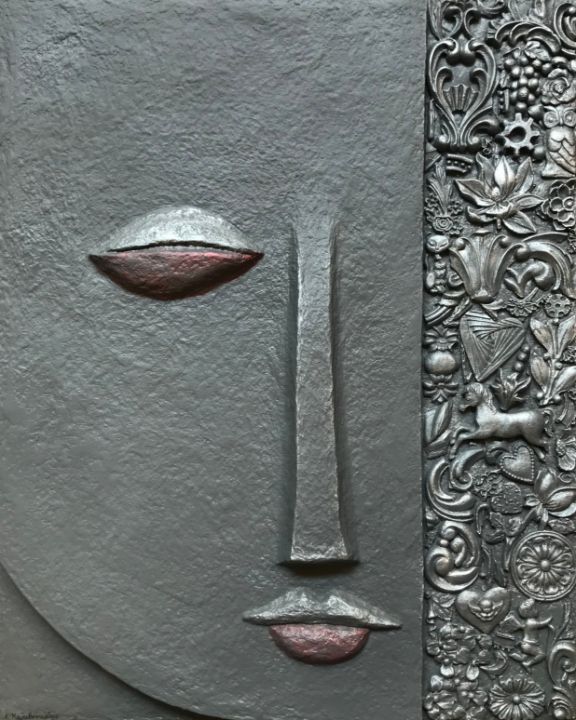 Abstract gray face on canva - Vitrokosmos - Paintings & Prints ...