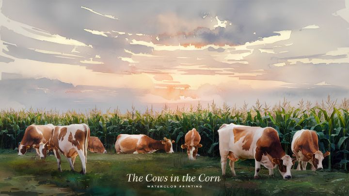The Cows in the Corn - Ness - Paintings & Prints, Animals, Birds ...