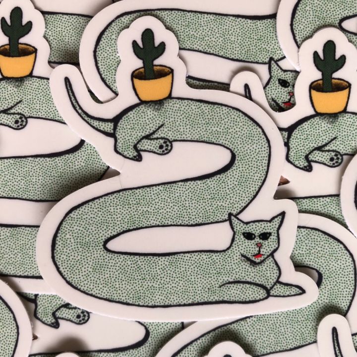 Wavy Cat Sticker - Goodesigns - Crafts & Other Art, Stickers - ArtPal