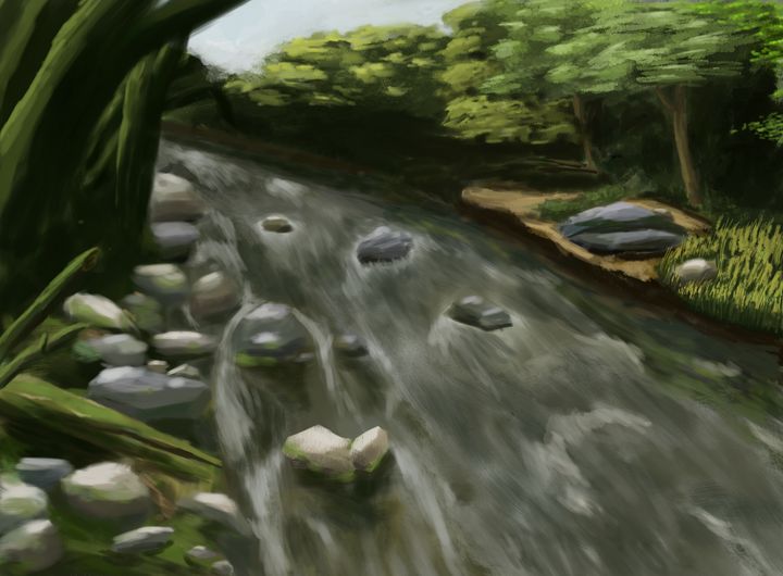 River painting - Pree project - Digital Art & AI, Landscapes & Nature ...
