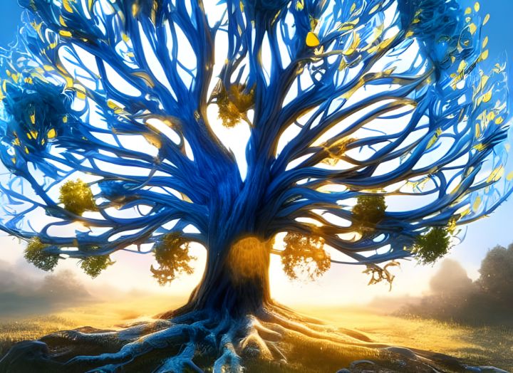Blue and Yellow Tree of Life! ² - UANINJA_AI - Digital Art & AI ...
