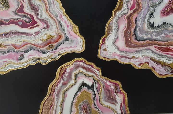 Pink Geode resin art - Anabel Molina art original painting - Paintings ...