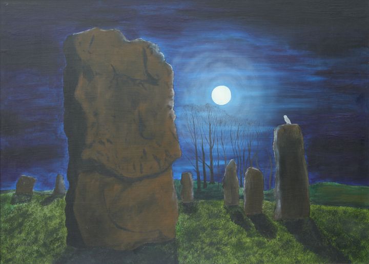 Avebury by Moonlight - Robert Harris - Paintings & Prints, Landscapes ...