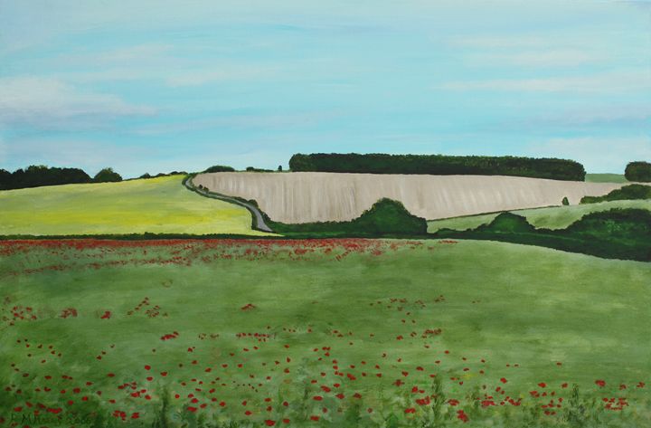 Fields near Court Hill, Wantage - Robert Harris - Paintings & Prints ...
