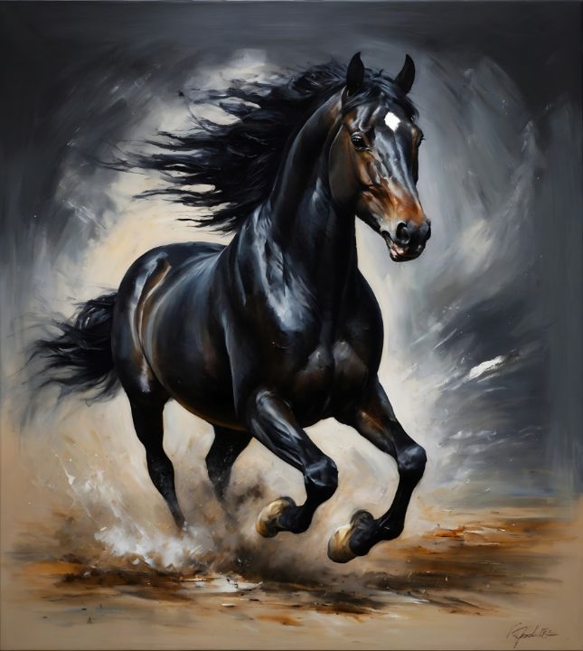 Stallion in a Desert Whirlwind - Kreative Kunst - Paintings & Prints ...