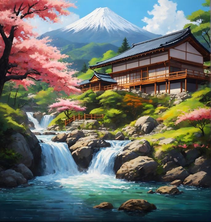 Waterfall - Kreative Kunst - Paintings & Prints, Landscapes & Nature ...