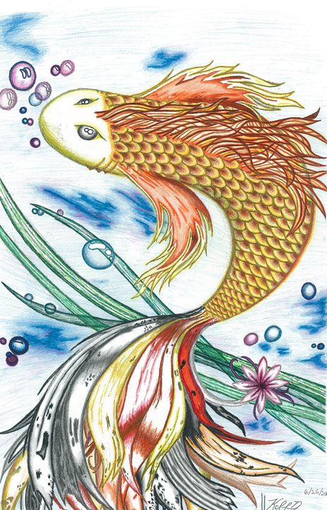 Swirling Golden Koi - Mortifera - Drawings & Illustration, Animals ...