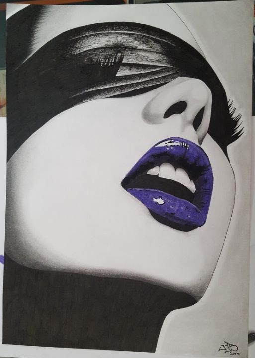 'Purple Lip's' Original Portrait - Born2Draw - Drawings & Illustration ...