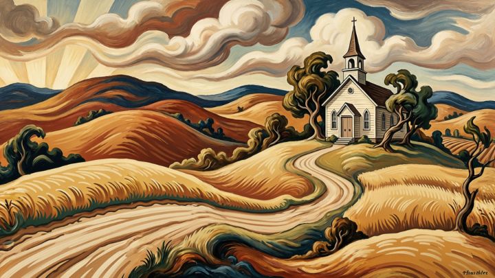 Scenic Church in Rolling Hills - Binkley Art - Digital Art & AI ...