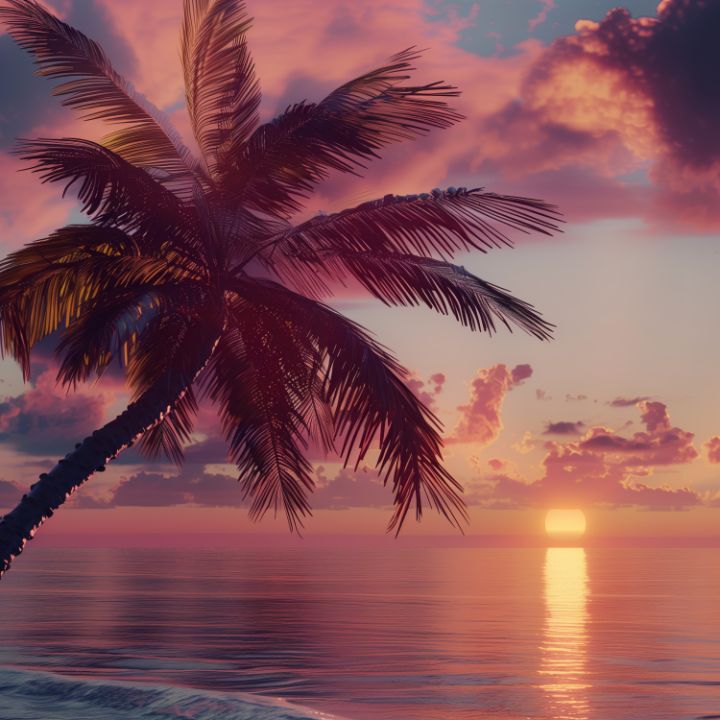 Sunset Palm - Imagine Art - Digital Art, Landscapes & Nature, Beach ...