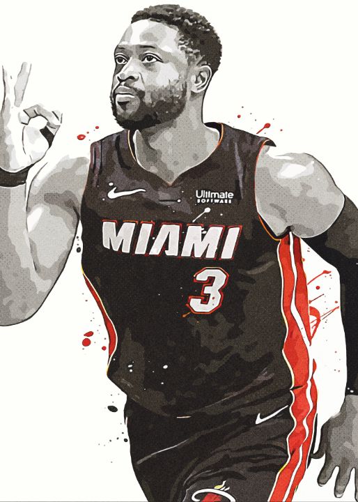 Dwyane Wade Miami - KunStudio - Digital Art & AI, Abstract, Color - ArtPal
