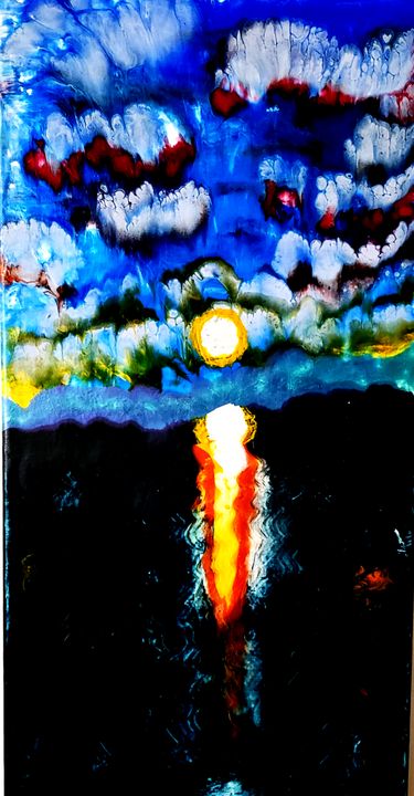Sunrise over water - The Pour Ladies - Paintings & Prints, Abstract ...