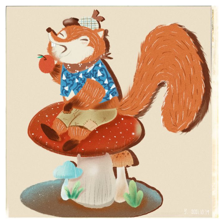 Fox on Mushroom - Art by Thea - Paintings & Prints, Childrens Art ...