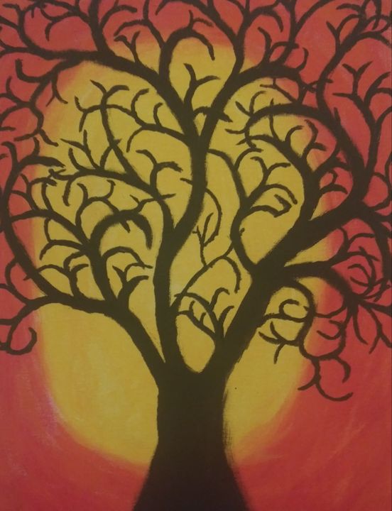 Sunset Tree - Jon Crawford - Paintings & Prints, Abstract, Color - ArtPal