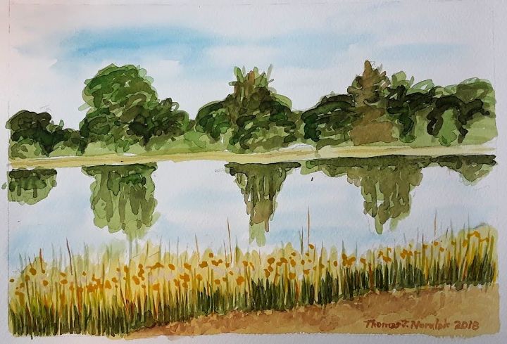 Lakeside Reflections - Printsnat - Paintings & Prints, Landscapes ...