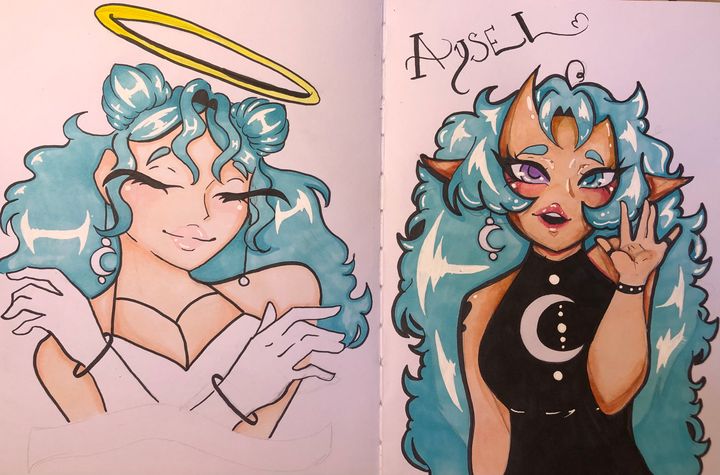 Aysel: Angel & Demon - Messy Haired Art - Drawings & Illustration ...