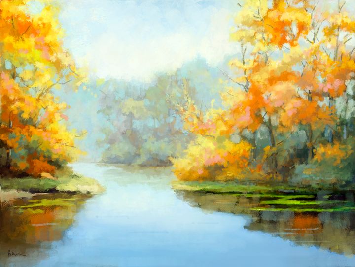 Autumn on the river - RobertPodolskiArt - Digital Art & AI, Landscapes ...