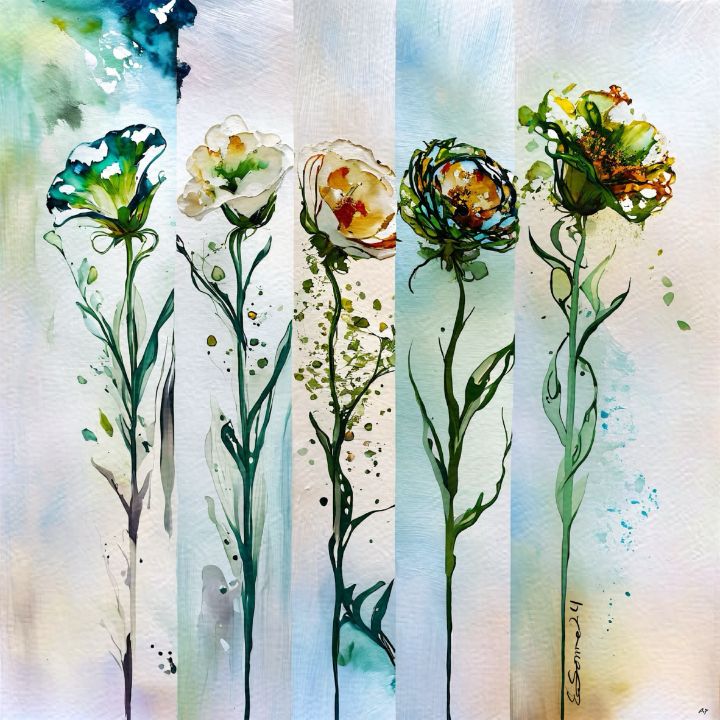 Scribble Flowers - Elaine Sonne Art - Paintings & Prints, Flowers ...
