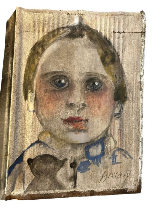 Shadow" girl on antique tin - BAVAUD - Paintings & Prints, People ...