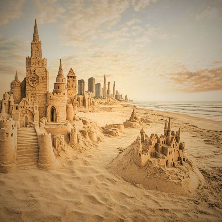 Castle of Evolving Sands - Deliria "Dee" Wilson - Digital Art & AI, Abstract, Landscape - ArtPal