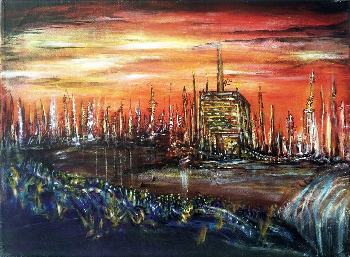 Funky Landscape Paintings Cool Landscape Night (Wall Mural Serene