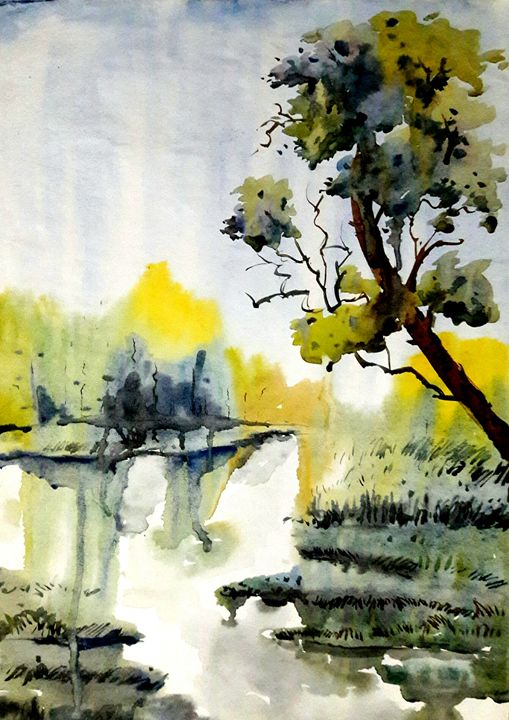 river scape,watercolor - sumon's gallery - Paintings & Prints, Landscapes & Nature, Rivers ...