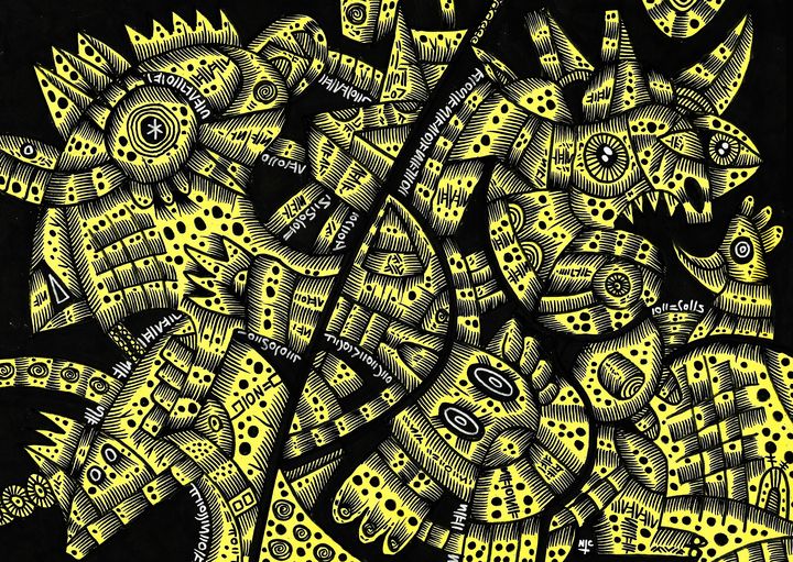 YELLOW AZTEC - NICHOLAS PRICE ARTIST - Paintings & Prints, Abstract ...