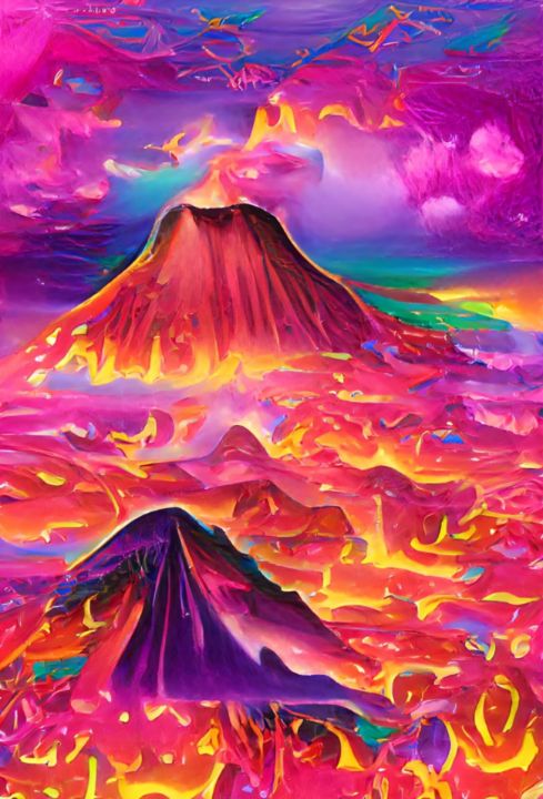 Volcano blacklight 2 - GURESUSODO - Paintings & Prints, Landscapes ...