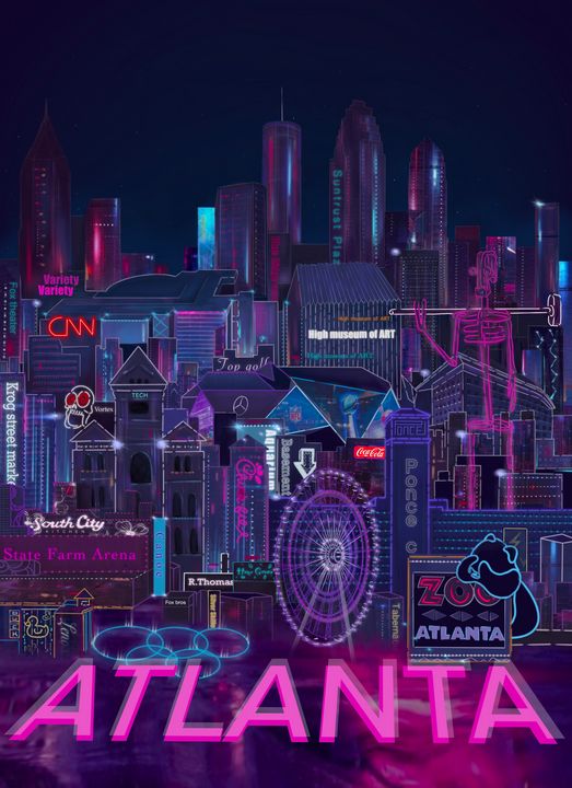CYBERPUNK ATLANTA - Apecyn CityScape - Digital Art, Buildings ...