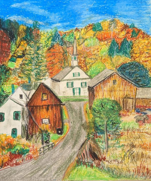 Vermont Church in Autumn - Susan Holly Art - Paintings & Prints ...