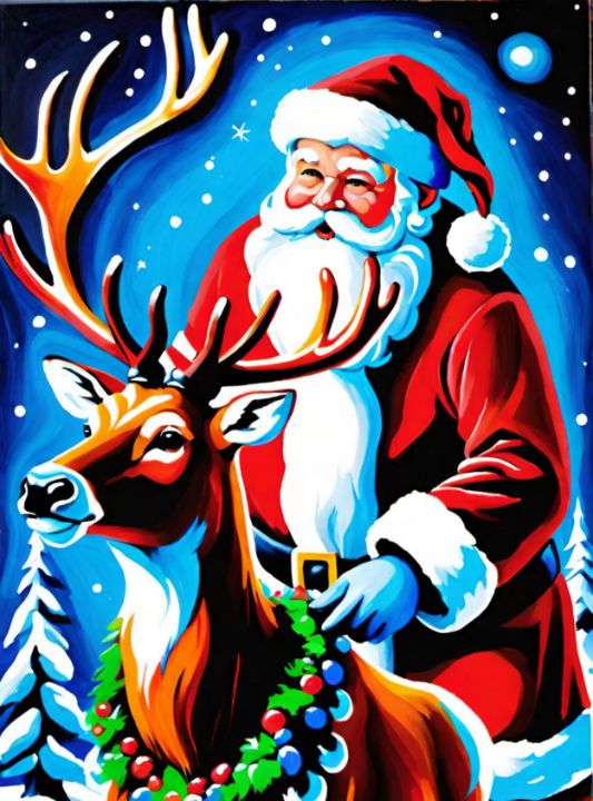 Santa's Abstract Masterpiece - Fusion Fine Arts - Paintings & Prints ...