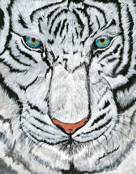 White Tiger - Judi Moreo - Paintings & Prints, Animals, Birds, & Fish ...