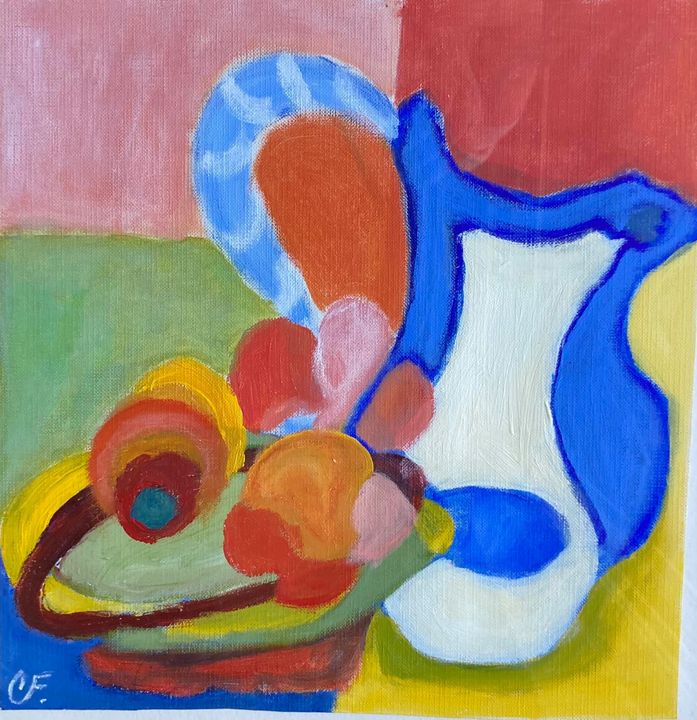 abstract still life with jug - Spider Spinnings - Paintings & Prints ...