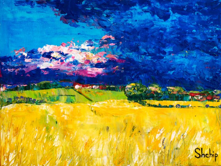 Rye Field Before a Thunderstorm - Natalia Shchipakina - Paintings ...