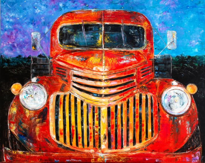 Old Truck At Night - Natalia Shchipakina - Paintings & Prints, Vehicles ...