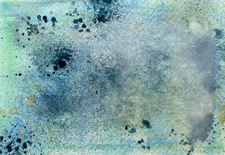 blue-green splatter - stephparkhill - Paintings & Prints, Abstract ...