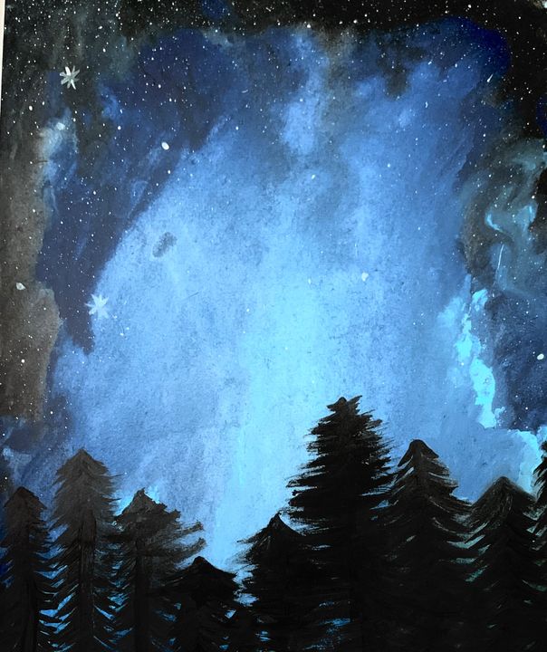 Night in Nature - Wen's Art - Paintings & Prints, Landscapes & Nature, Skyscapes, Night Sky - ArtPal