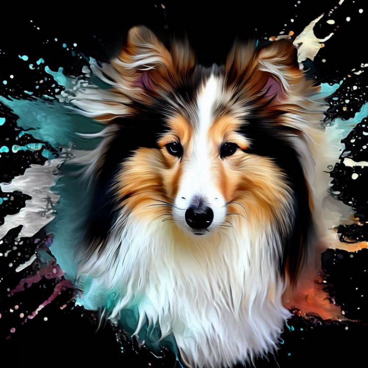 Sheltie Splash art - Gareth Parkes - Digital Art & AI, Animals, Birds ...