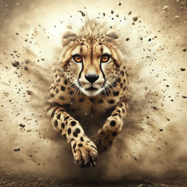 Cheetah in Full Sprint - Fiona and Gareth: A Creative Duo - Paintings ...