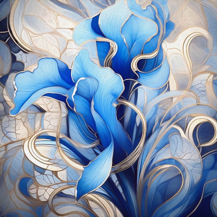 Blue Iris Abstract - Susan Rydberg - Paintings & Prints, Flowers ...