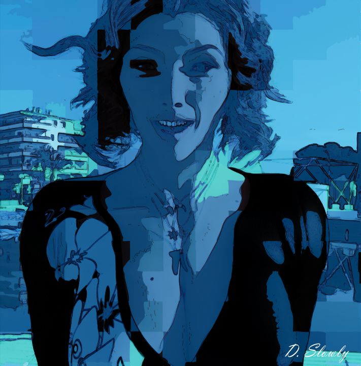 Lady Blue - GalleryGazers - Digital Art & AI, Abstract, Color - ArtPal